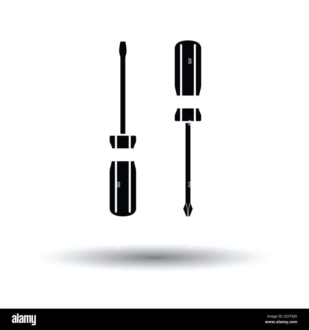 Screwdriver icon. White background with shadow design. Vector ...