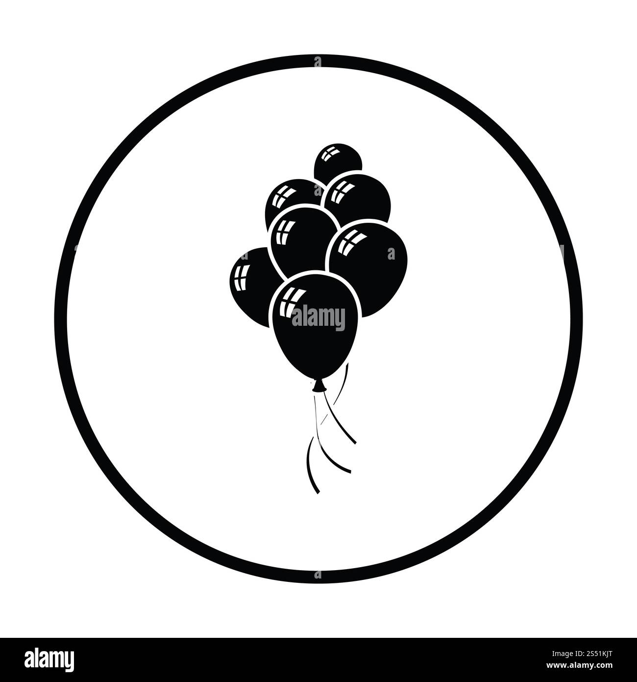 Party balloons and stars icon. Thin circle design. Vector illustration ...