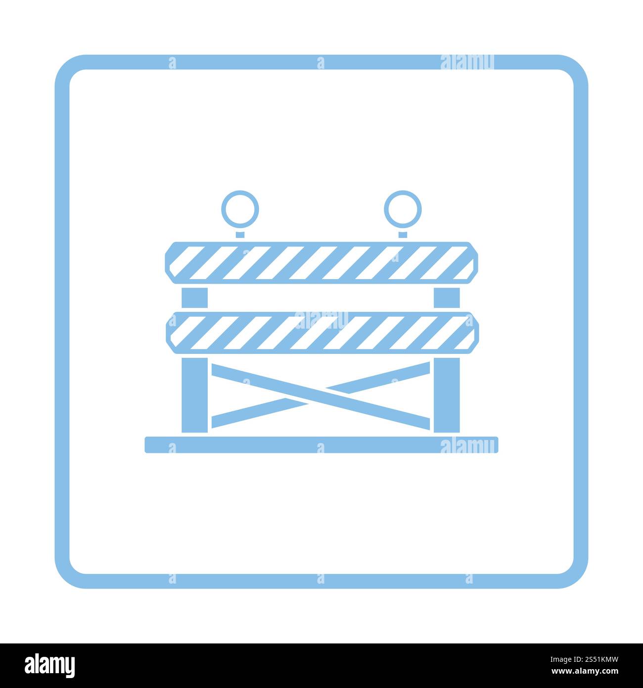 Icon of construction fence. Blue frame design. Vector illustration ...