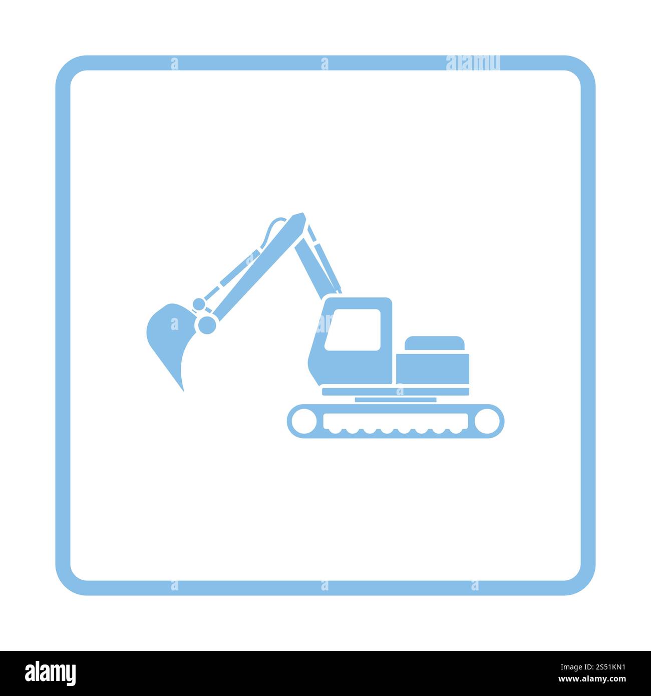 Icon of construction excavator. Blue frame design. Vector illustration ...