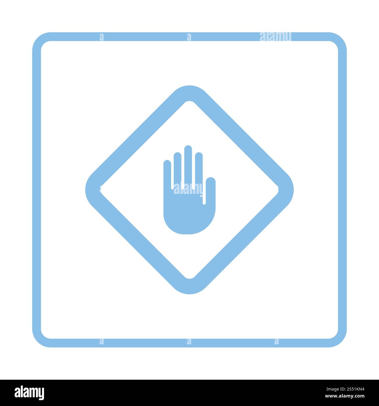 Icon of Warning hand. Blue frame design. Vector illustration Stock ...