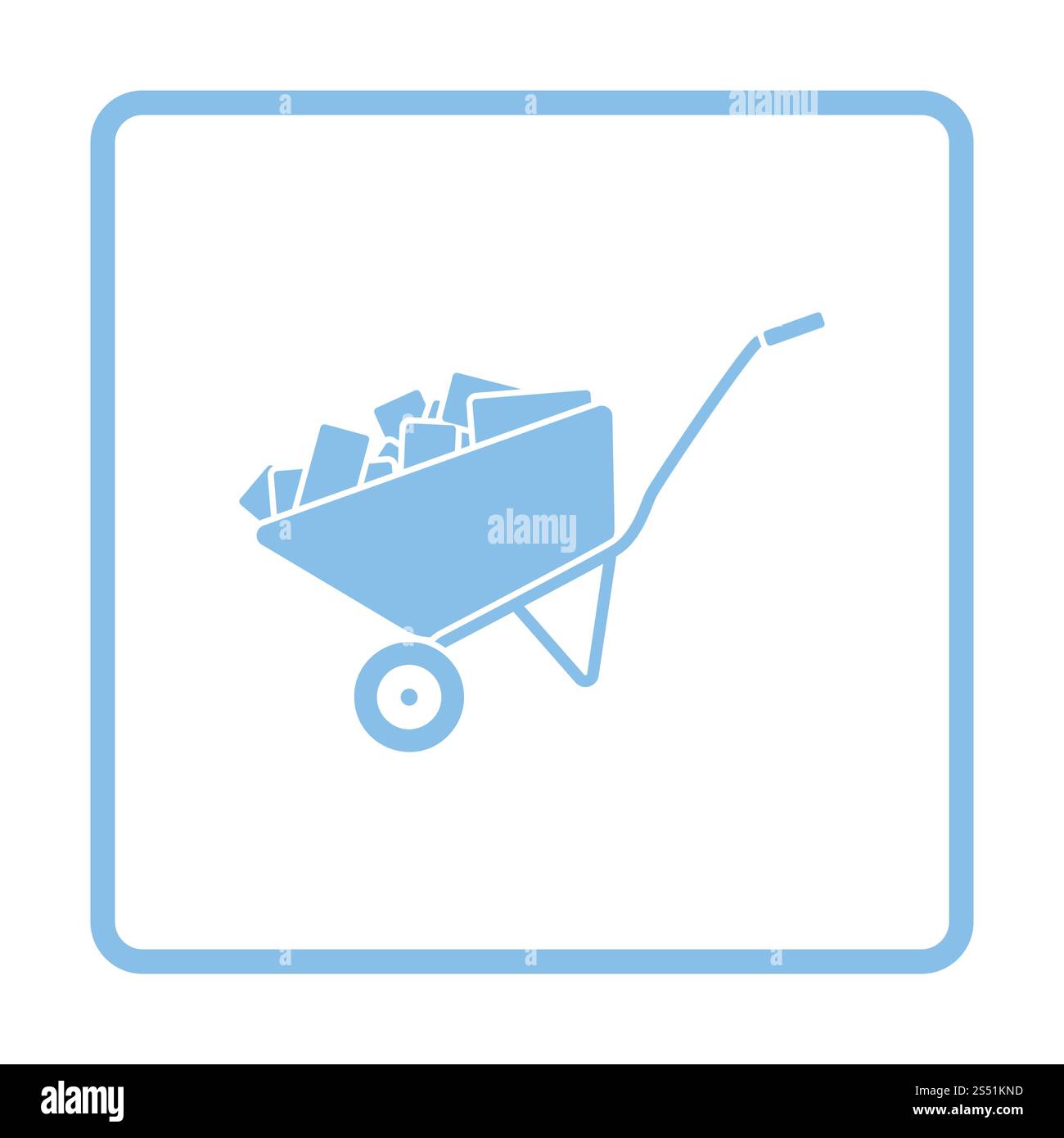Icon of construction cart . Blue frame design. Vector illustration ...