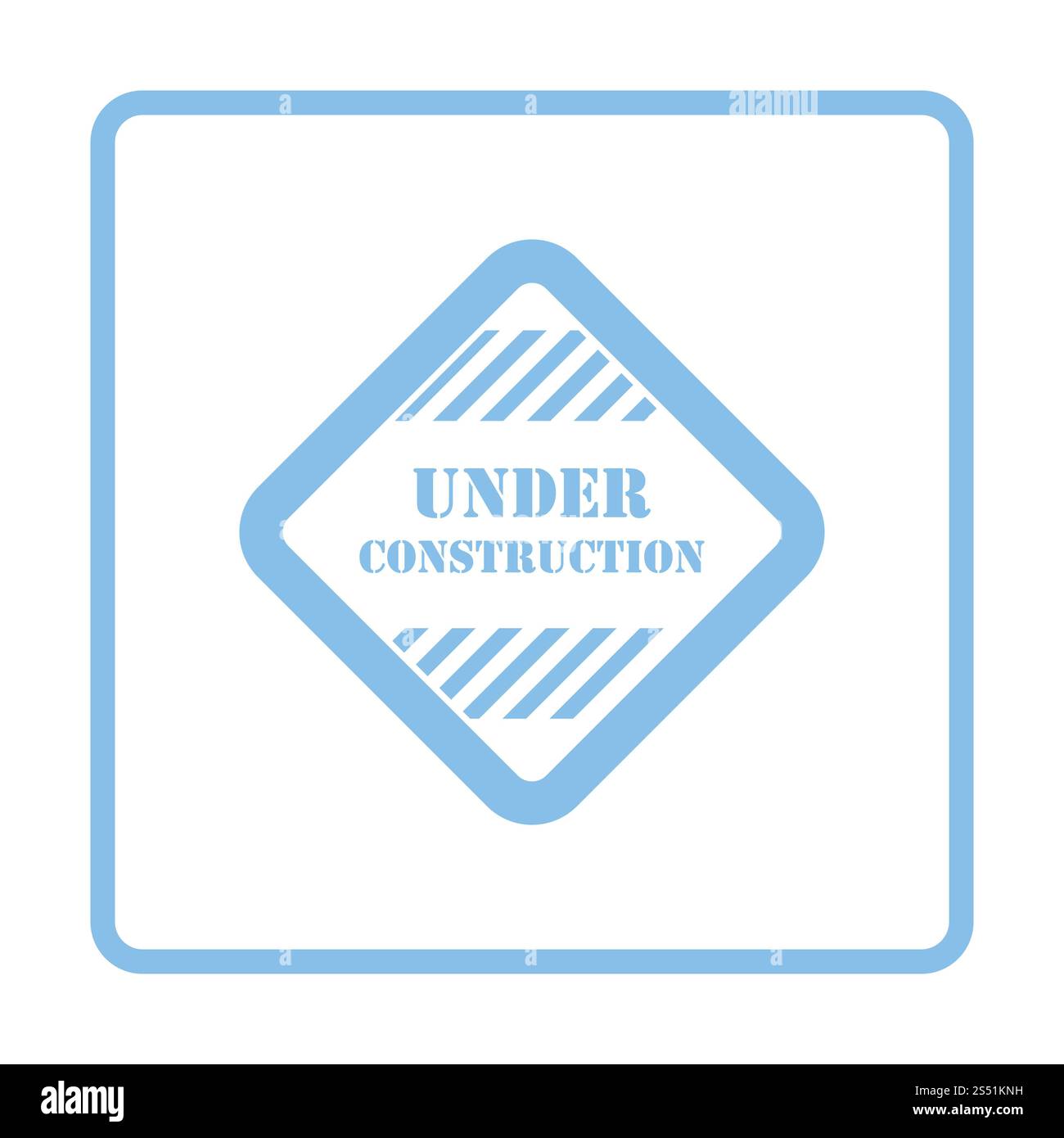 Icon of Under construction. Blue frame design. Vector illustration ...