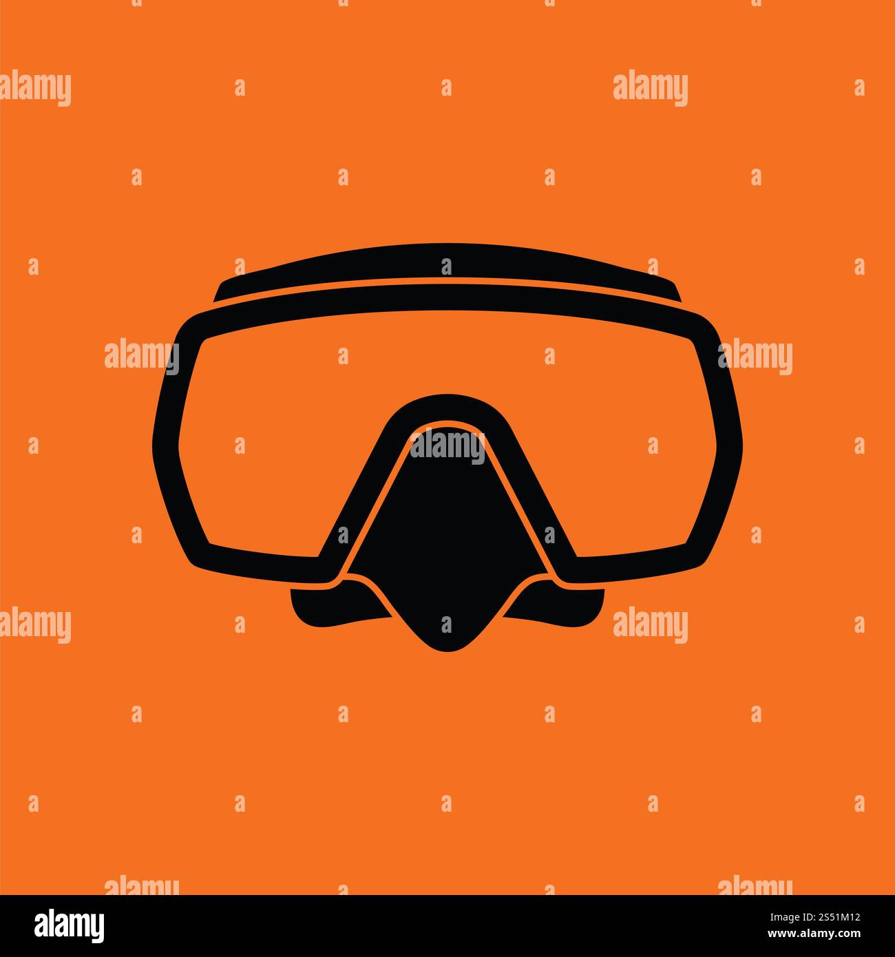 Icon of scuba mask . Orange background with black. Vector illustration ...