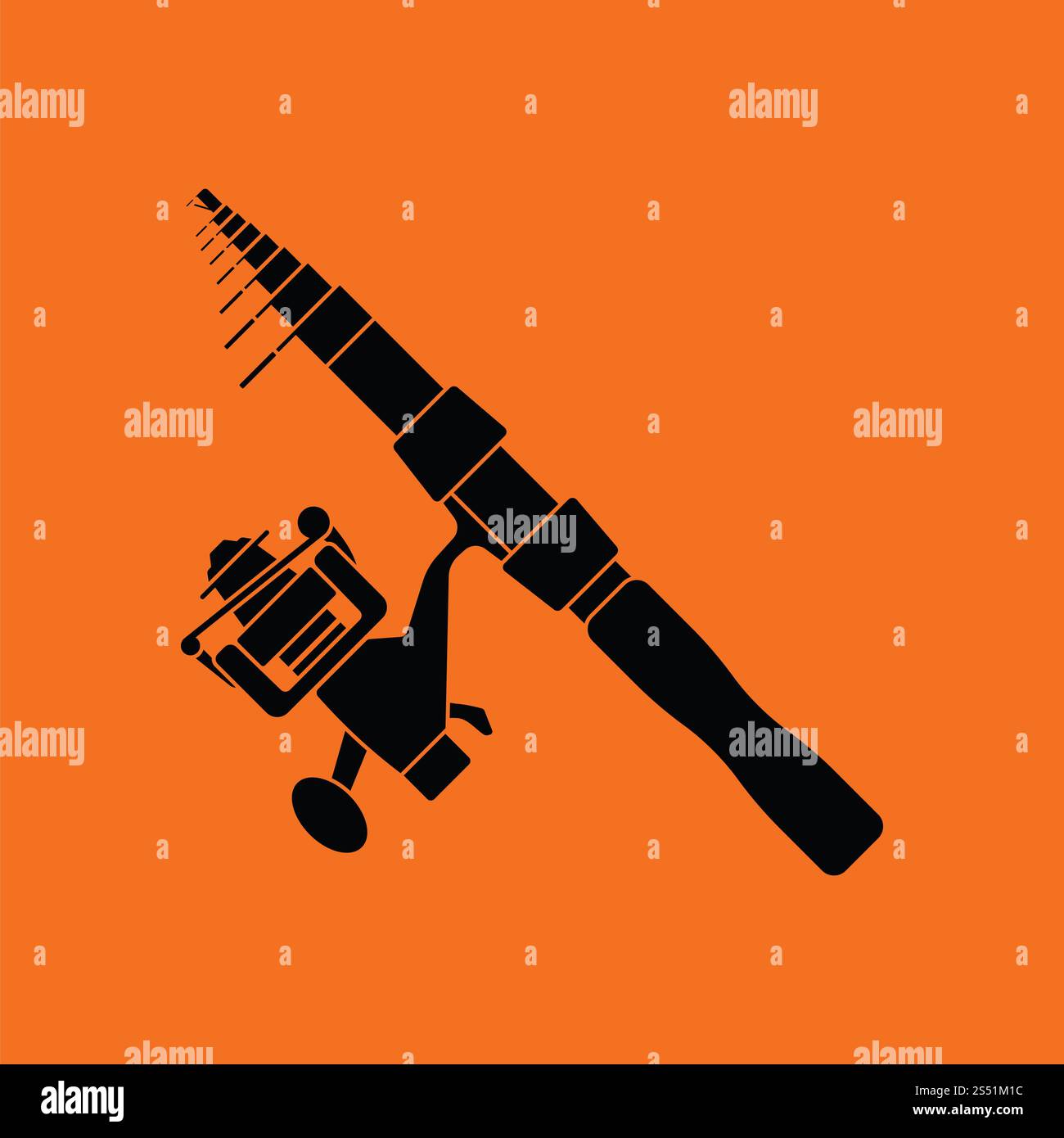 Icon of curved fishing tackle. Orange background with black. Vector ...