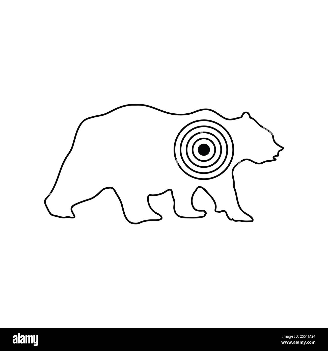 Icon of bear silhouette with target . Thin line design. Vector ...