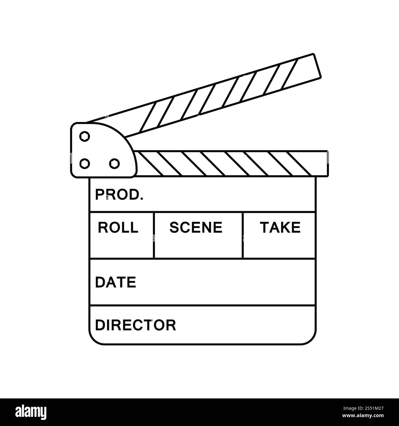 Movie clap board icon. Thin line design. Vector illustration Stock ...