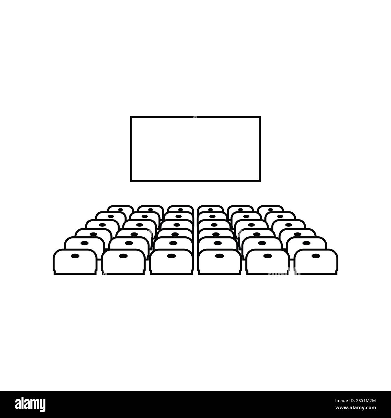 Cinema auditorium icon. Thin line design. Vector illustration Stock ...