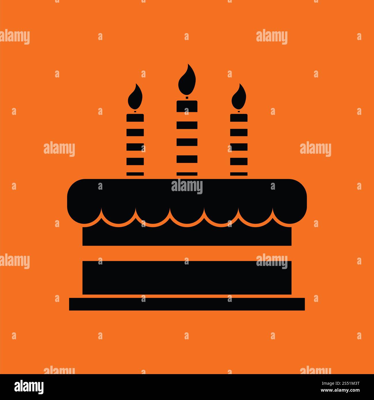 Party cake icon. Orange background with black. Vector illustration ...