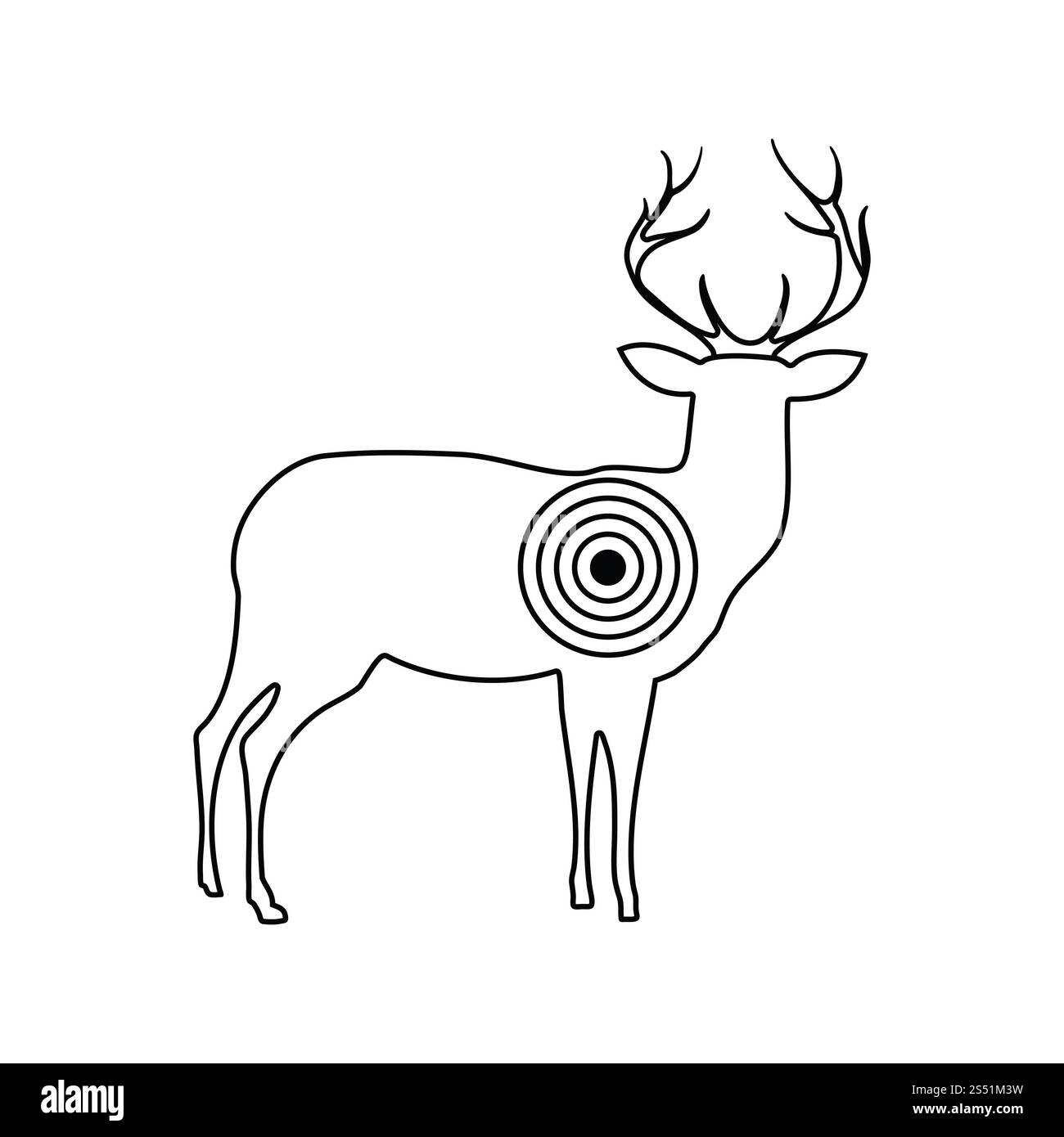 Icon of deer silhouette with target . Thin line design. Vector ...