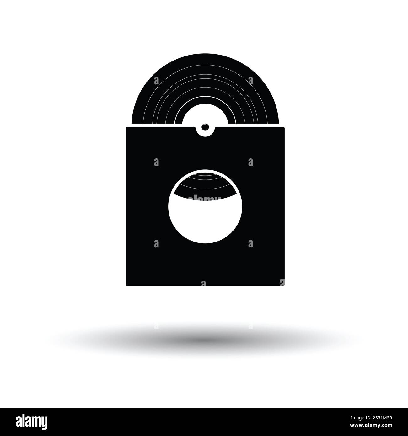Vinyl record in envelope icon. White background with shadow design ...