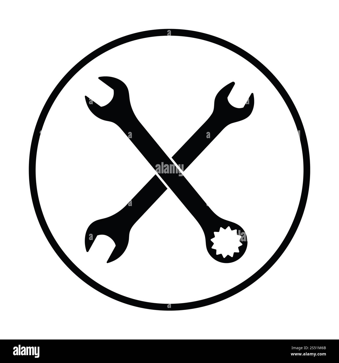 Crossed wrench icon. Thin circle design. Vector illustration Stock ...