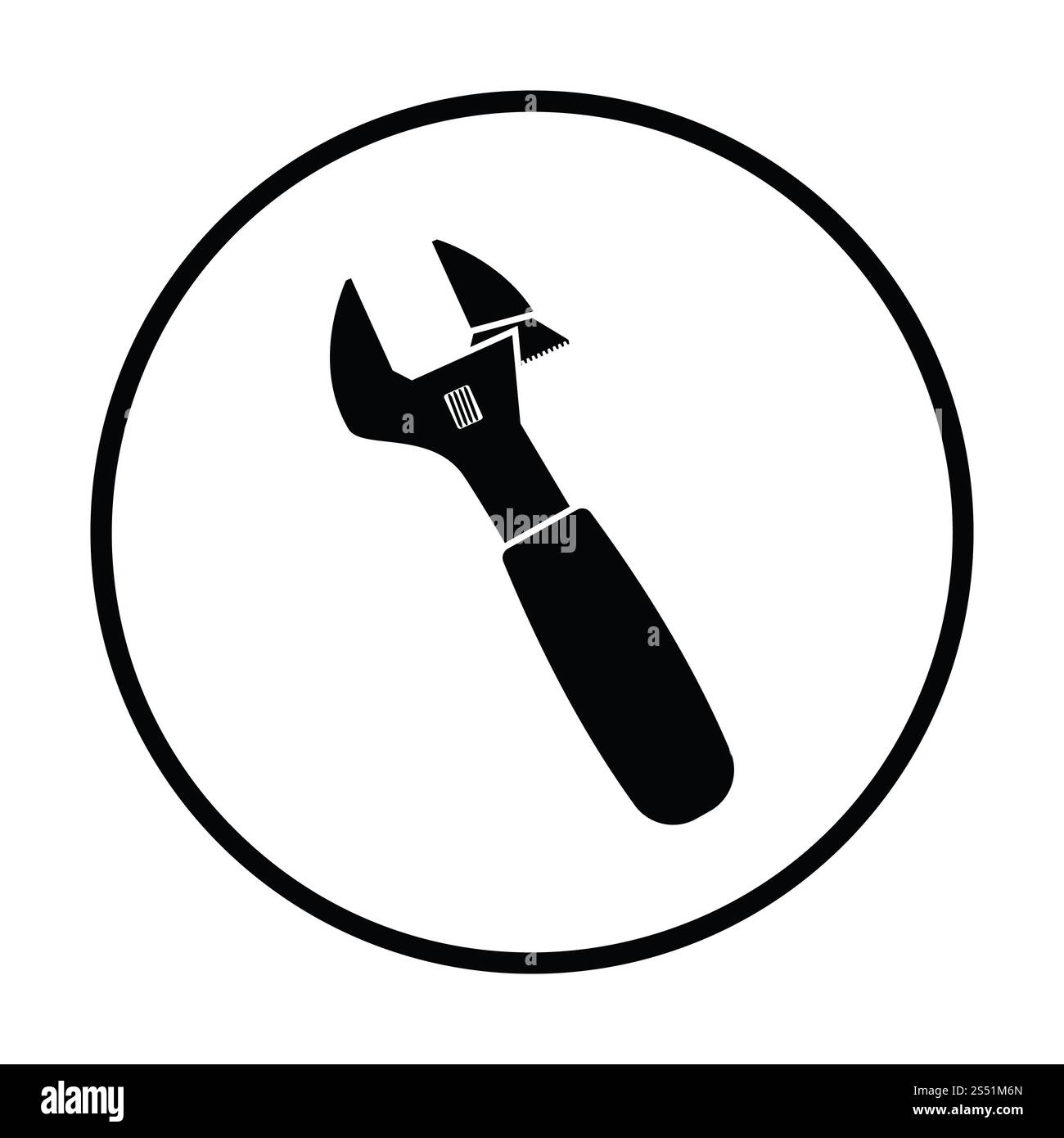 Adjustable wrench icon. Thin circle design. Vector illustration Stock Photo - Alamy