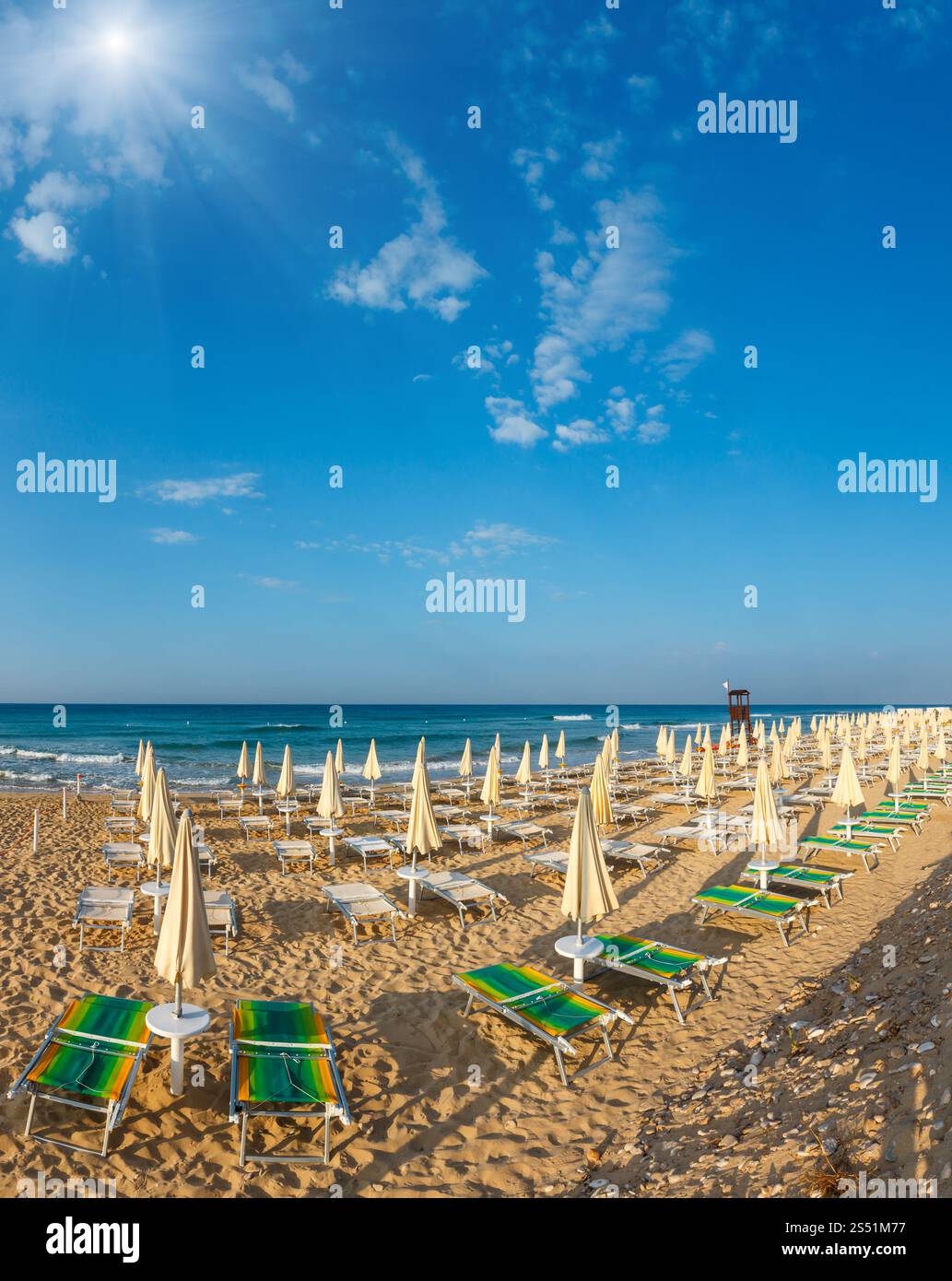 Seaside landscape sand beach sunbeds hi-res stock photography and ...