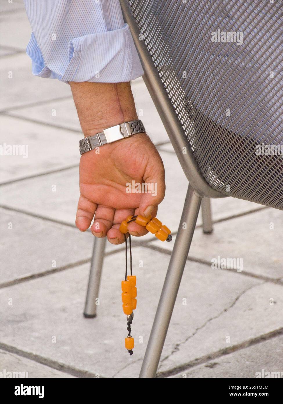 europe, greece, thrace, soufli village, daily life, man with a komboloi ...