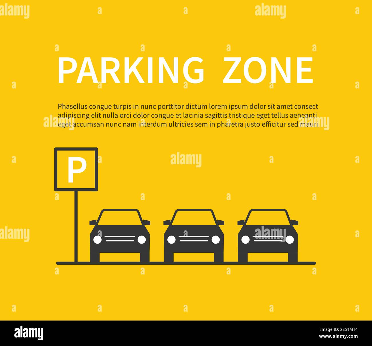 Parking zone sign with car black silhouette icons. City parking lot ...
