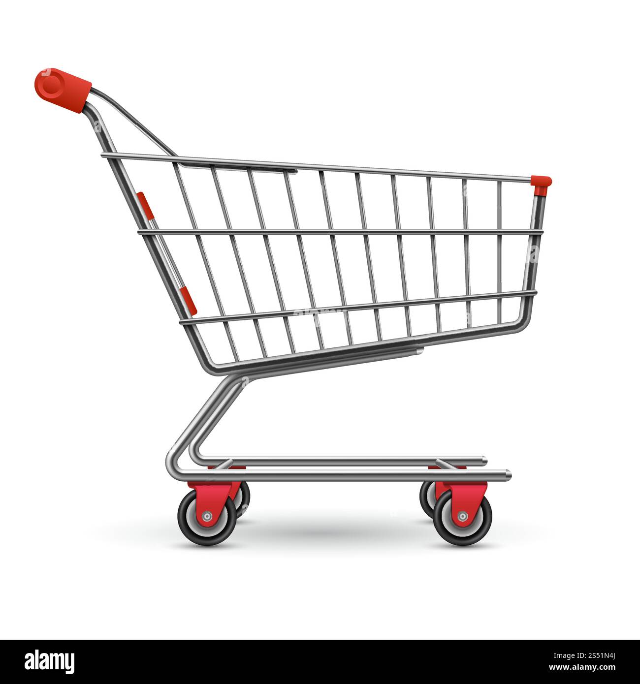 Realistic empty supermarket shopping cart vector illustration isolated ...