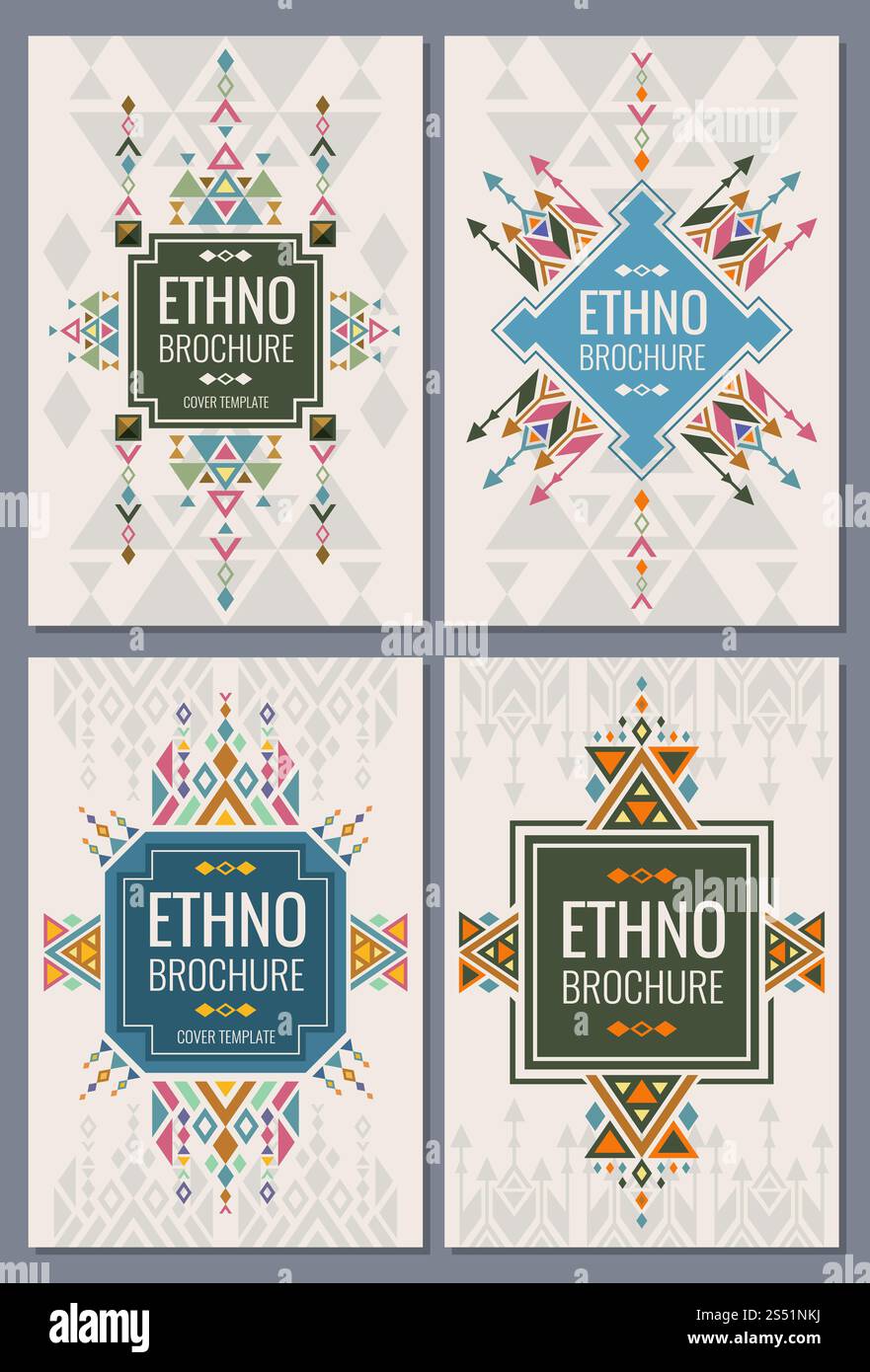 Ethnic, tribal, indian and mexican style brochure vector templates ...