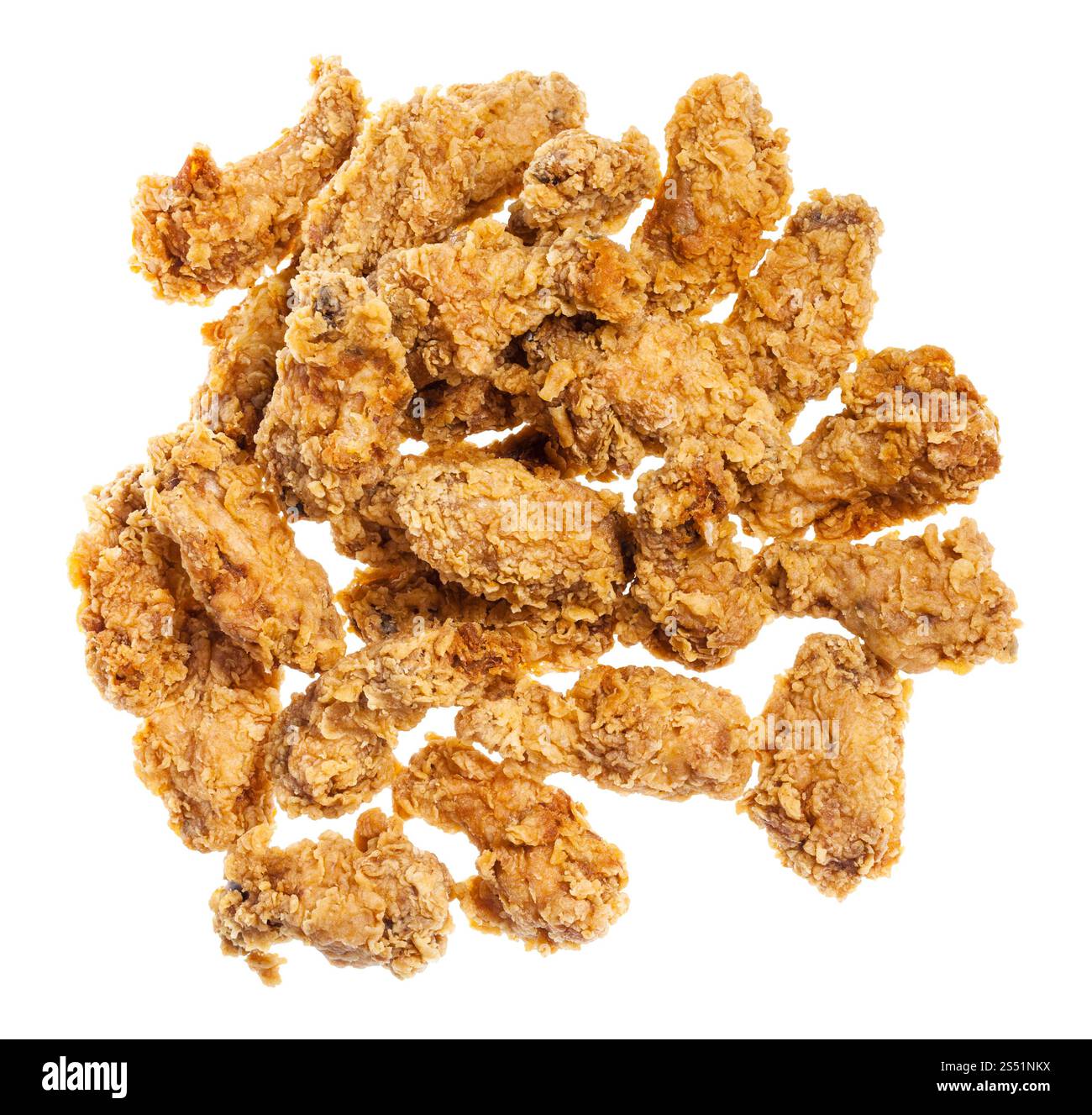 top view of pile of crispy batter deep-fried chicken wings isolated on ...