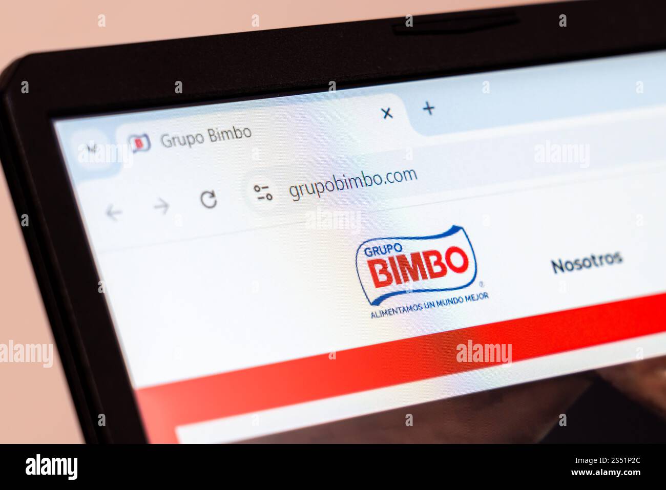 New York, USA - January 10, 2025: Grupo Bimbo bakery and food company website homepage displayed ...