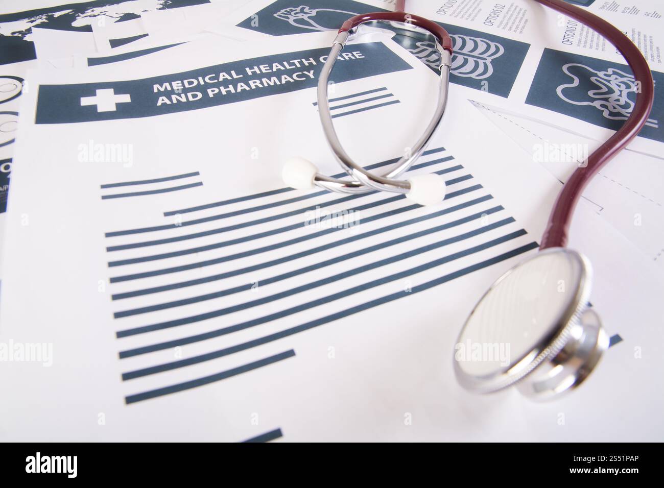 Medical records report and stethoscope. Medical concept. Medical ...