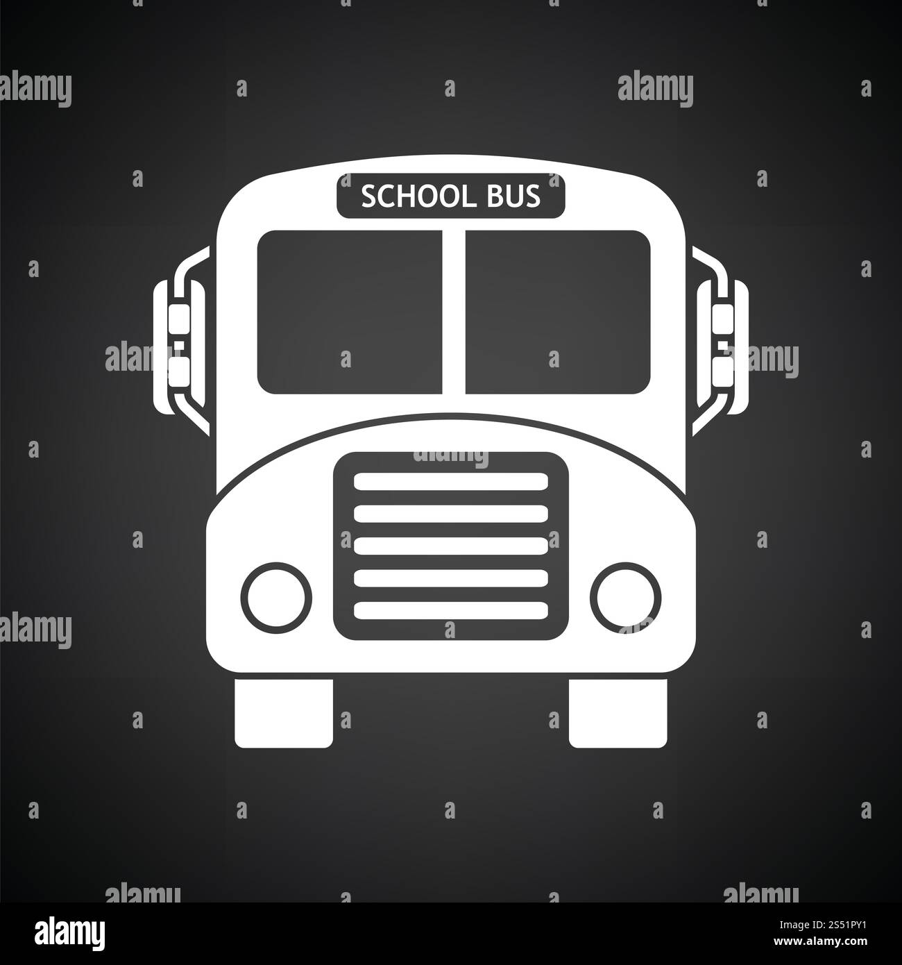 School bus icon. Black background with white. Vector illustration Stock ...