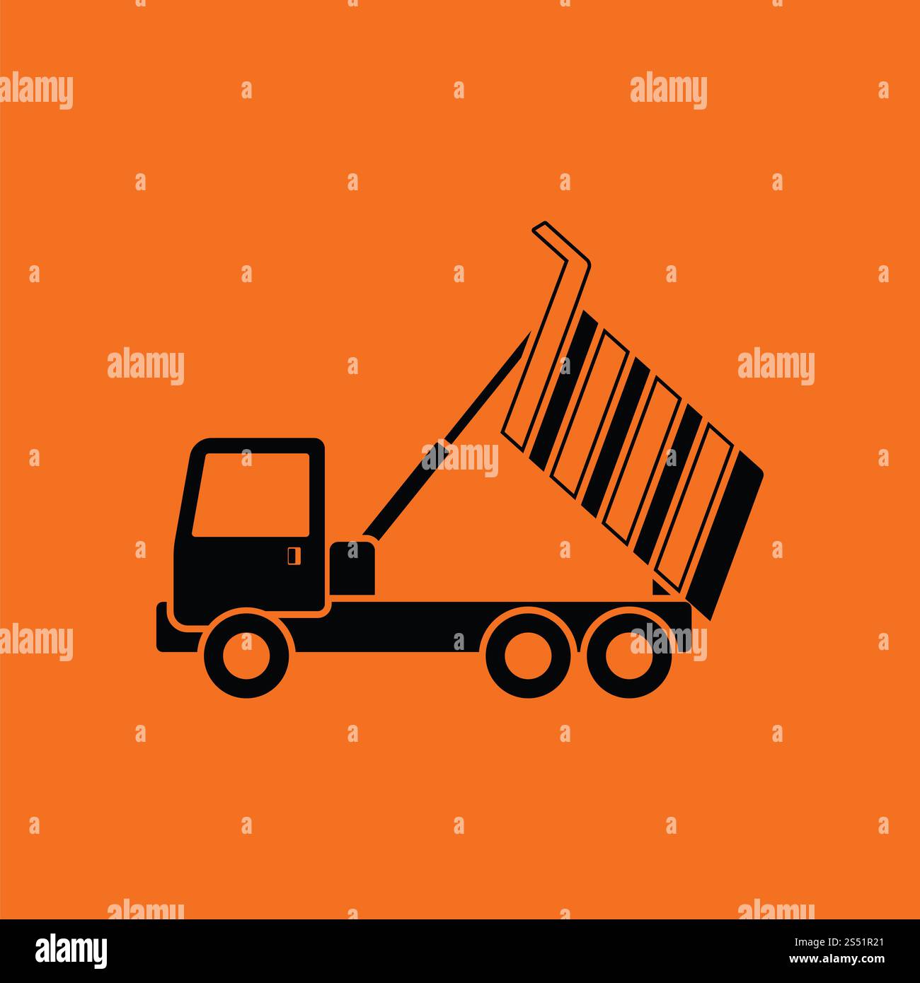 Icon of tipper. Orange background with black. Vector illustration Stock ...