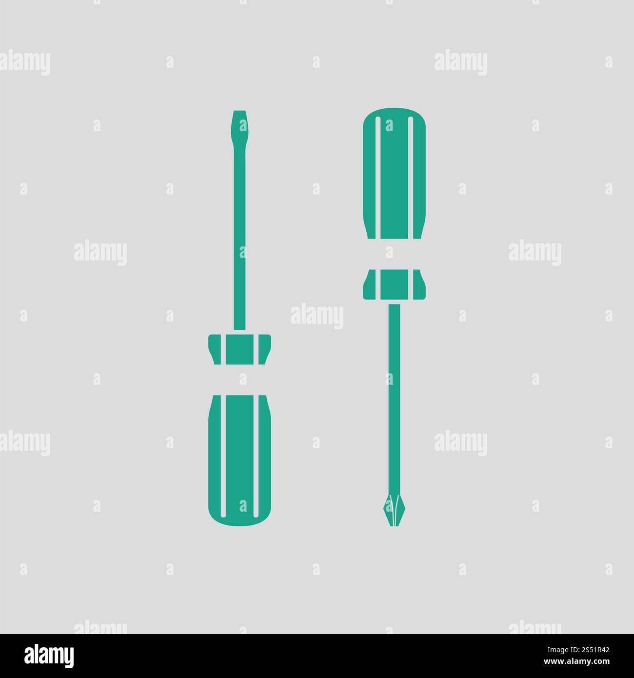 Screwdriver icon. Gray background with green. Vector illustration Stock ...
