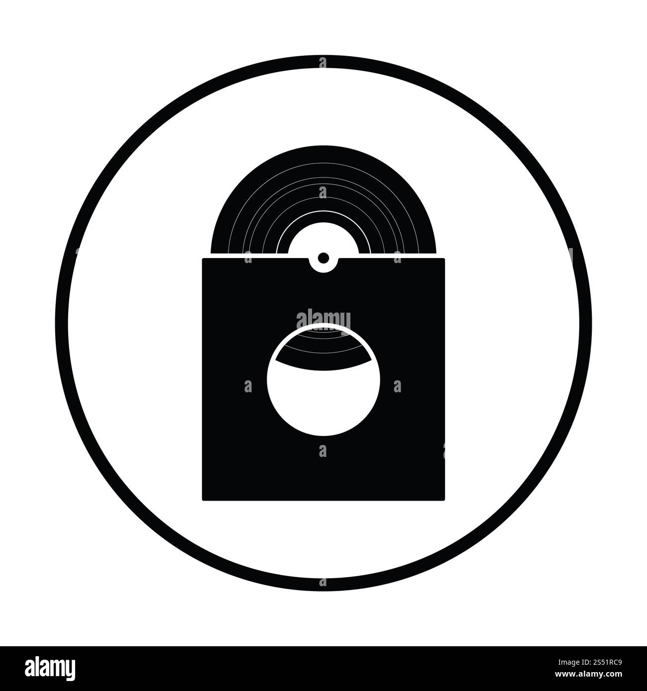 Vinyl record in envelope icon. Thin circle design. Vector illustration ...