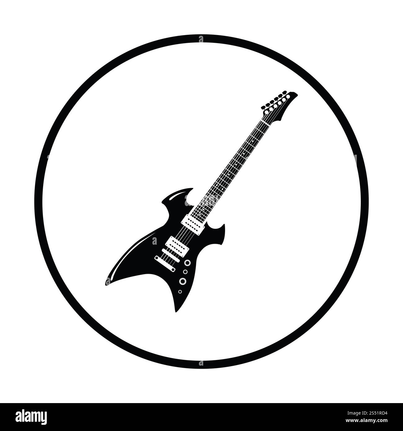 Electric guitar icon. Thin circle design. Vector illustration Stock ...
