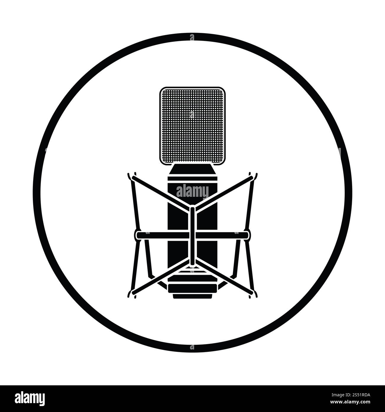 Old microphone icon. Thin circle design. Vector illustration Stock ...