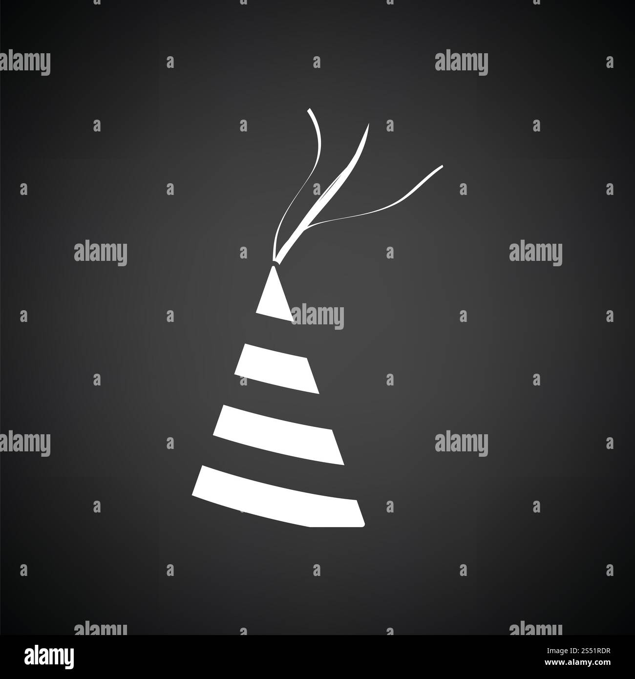 Party cone hat icon. Black background with white. Vector illustration ...