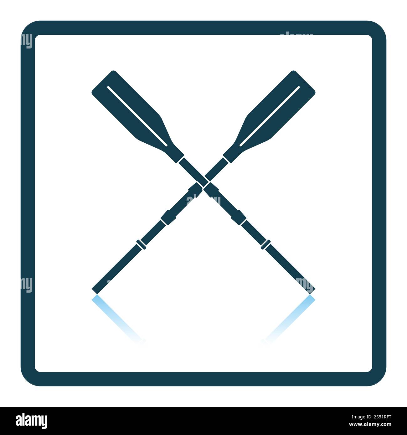 Icon of boat oars on gray background, round shadow. Shadow reflection ...