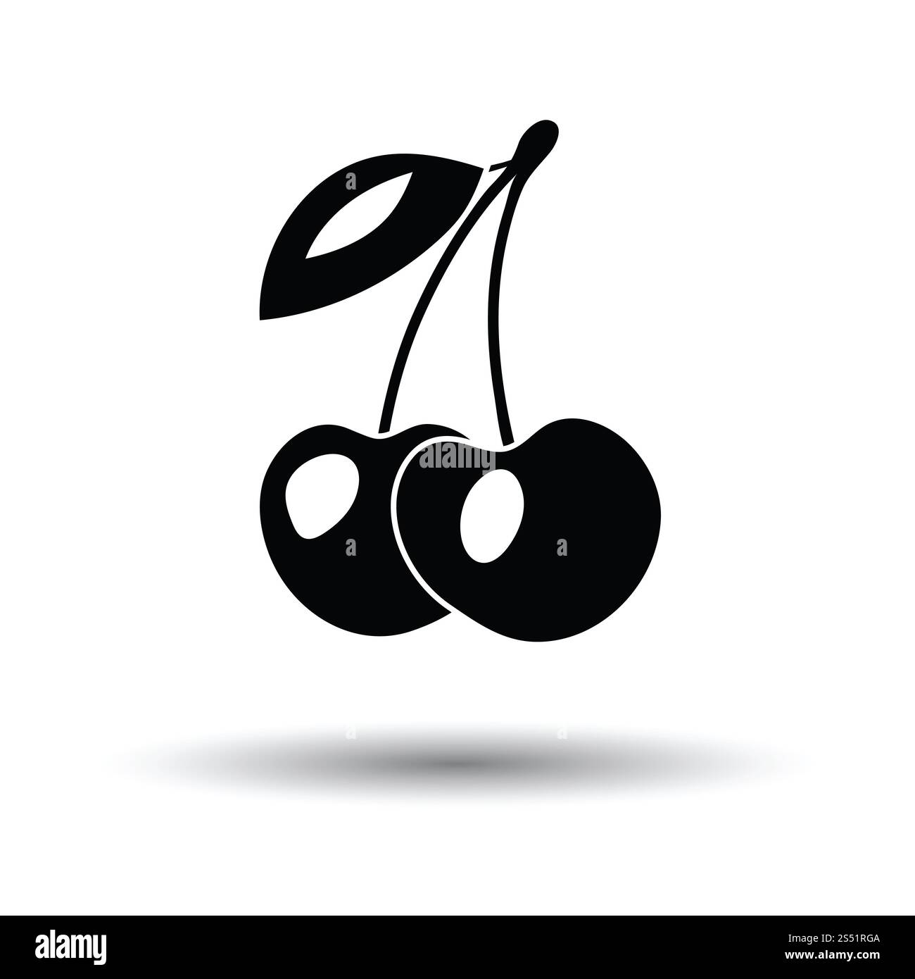 Icon of Cherry. White background with shadow design. Vector ...