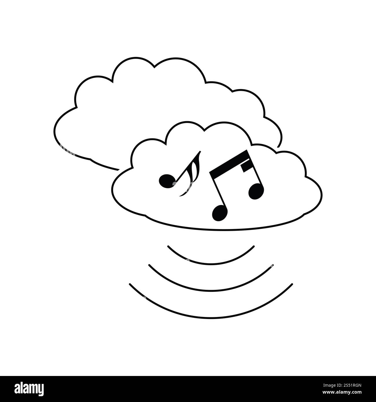 Music cloud icon. Thin line design. Vector illustration Stock Photo - Alamy