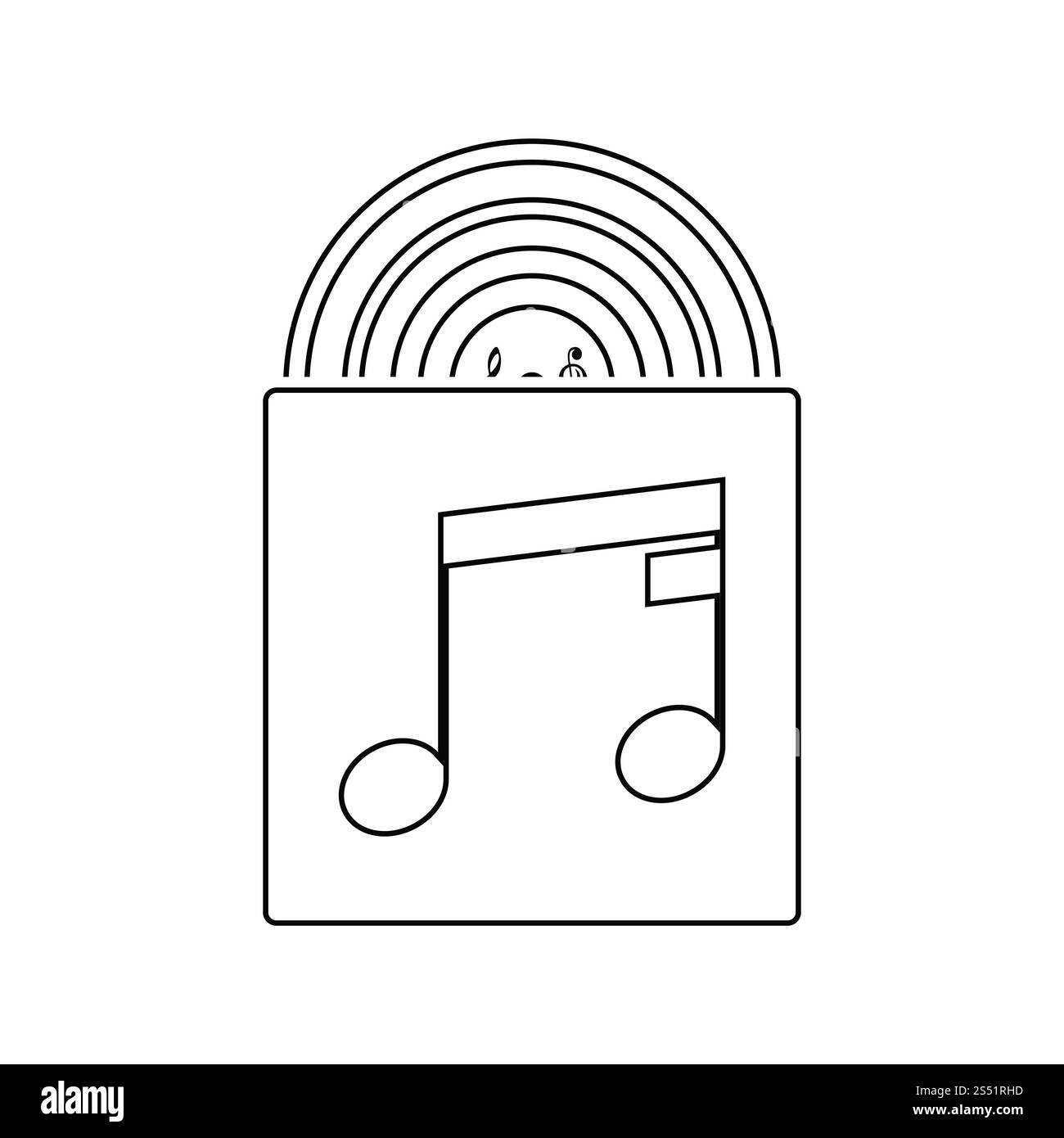 Vinyl record in envelope icon. Thin line design. Vector illustration ...