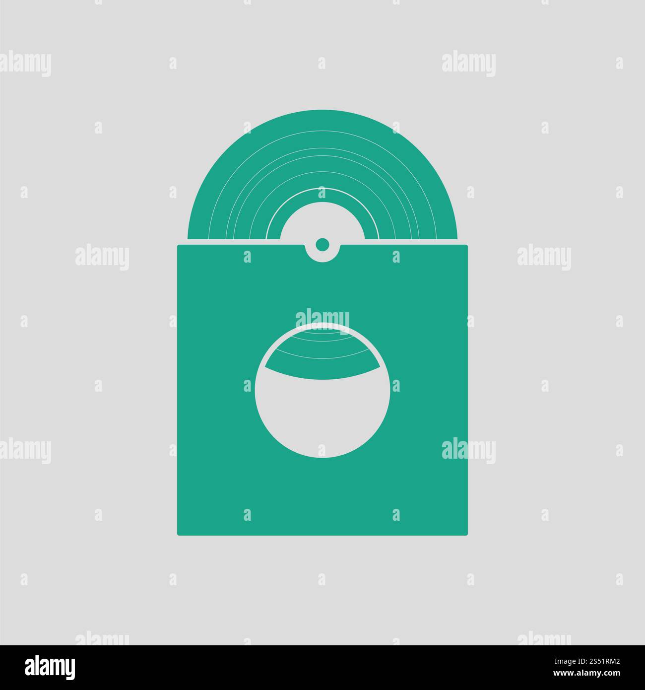 Vinyl record in envelope icon. Gray background with green. Vector ...
