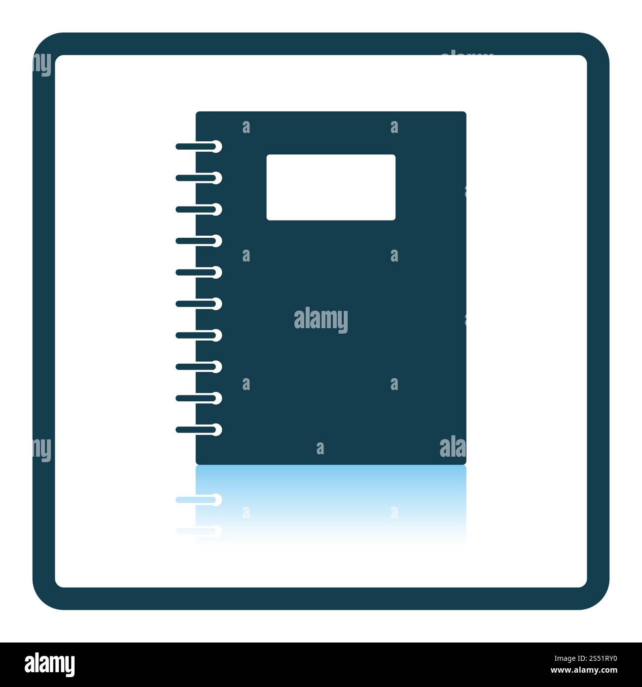 Exercise book with pen icon. Shadow reflection design. Vector ...