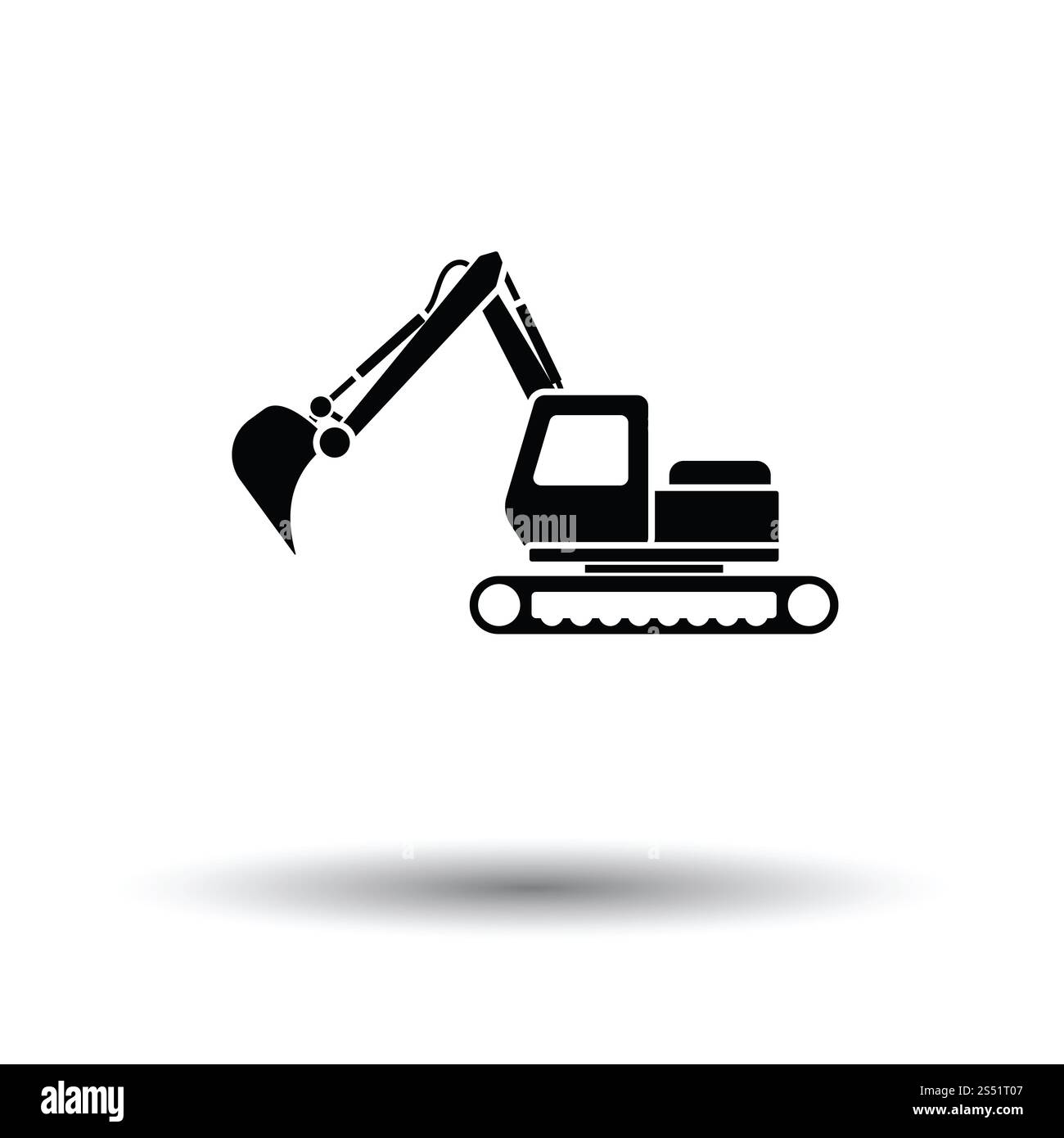 Icon of construction excavator. White background with shadow design ...
