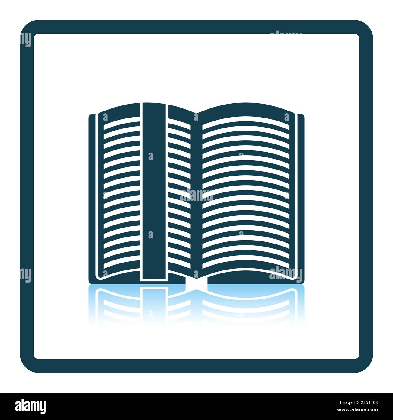 Open book with bookmark icon. Shadow reflection design. Vector ...