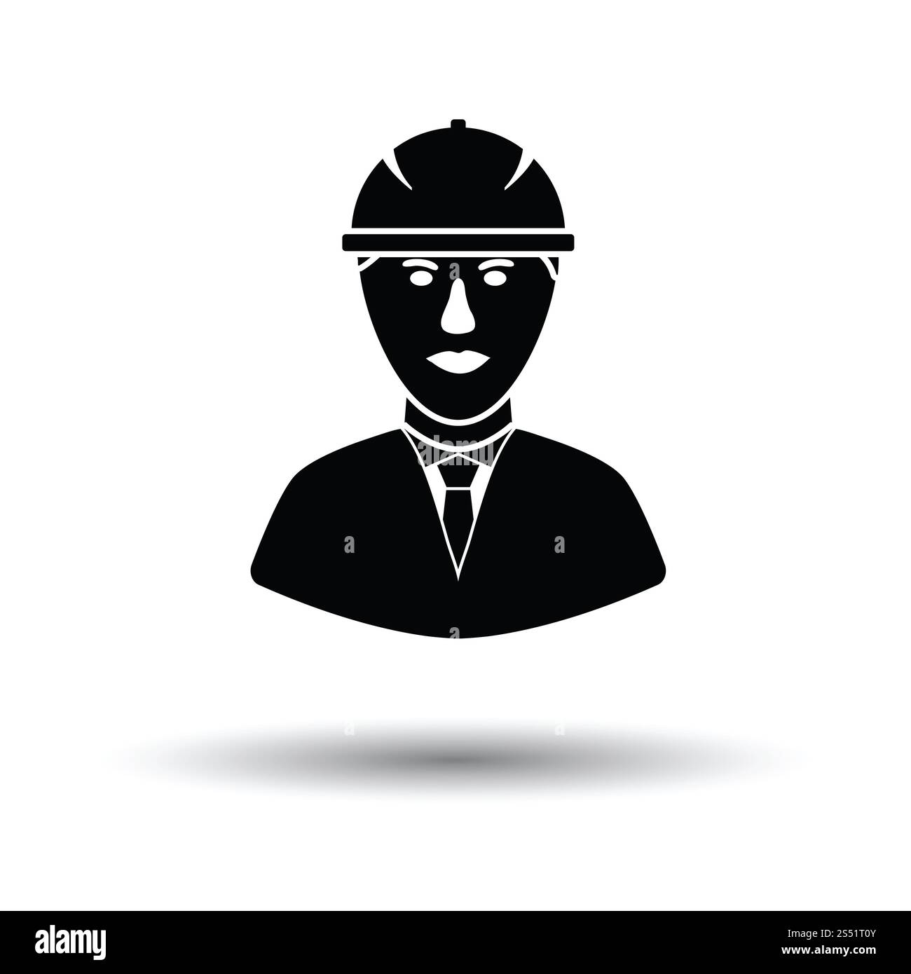 Icon of construction worker head in helmet. White background with ...