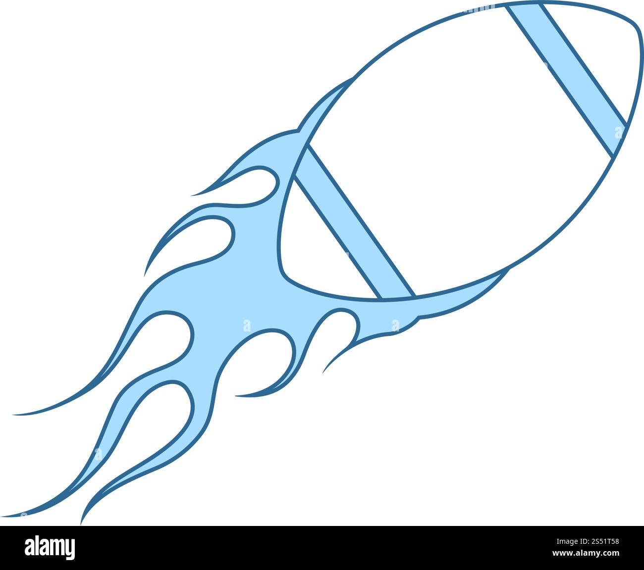 American Football Fire Ball Icon. Thin Line With Blue Fill Design ...