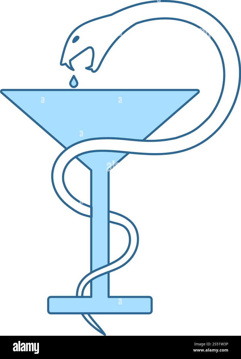 Medicine Sign With Snake And Glass Icon. Thin Line With Blue Fill ...