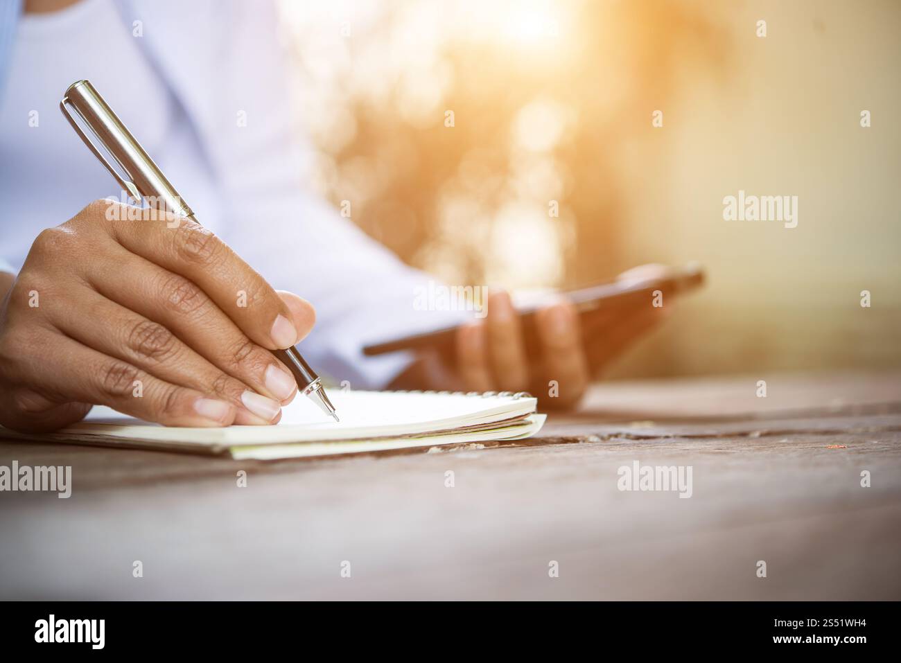 Woman book writing notebook hi-res stock photography and images - Alamy