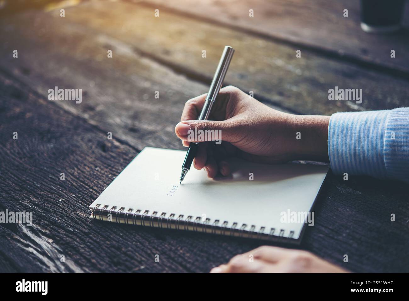 Woman book writing notebook hi-res stock photography and images - Alamy