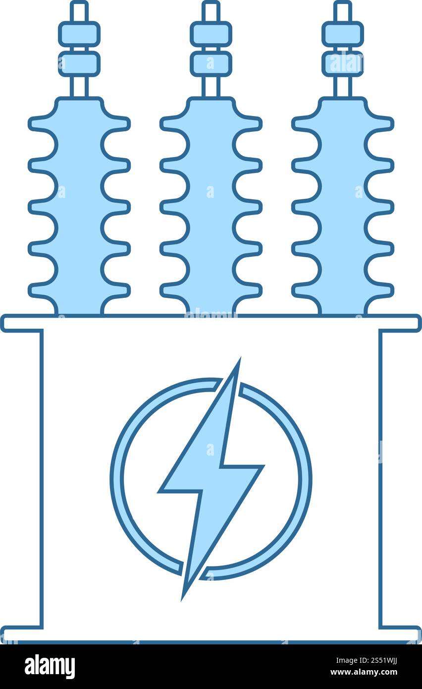 Electric Transformer Icon. Thin Line With Blue Fill Design. Vector ...