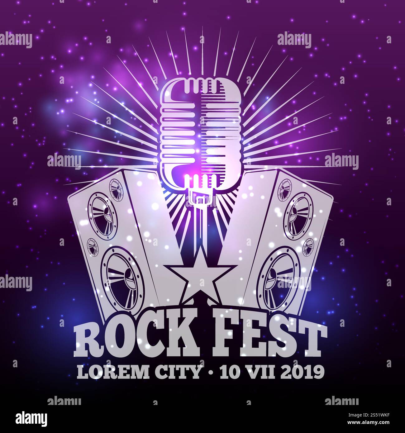Glam music fest shiny banner and poster design. Vector illustration ...