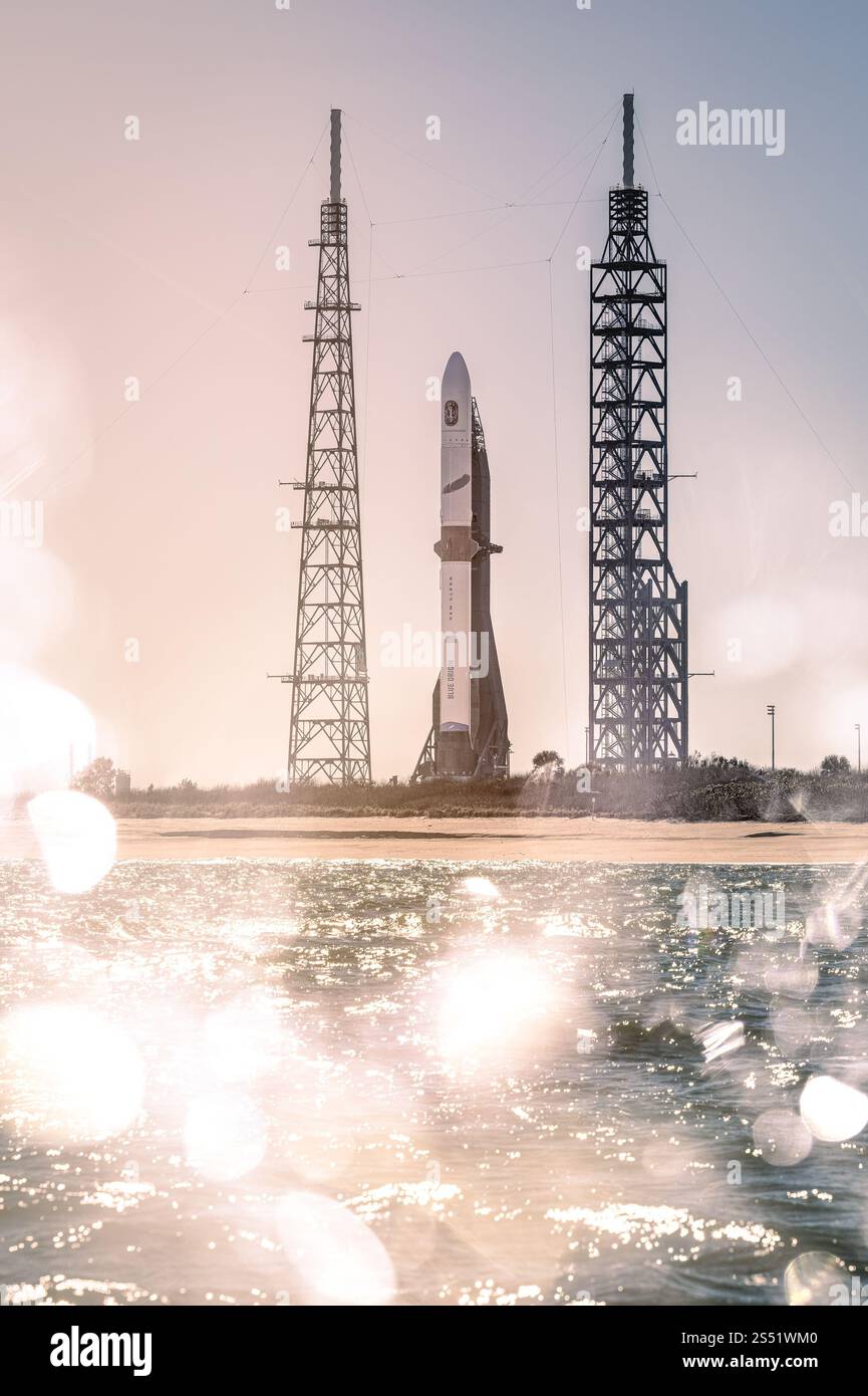 Cape Canaveral, USA. 12th Jan, 2025. Blue Origin New Glenn first launch ...