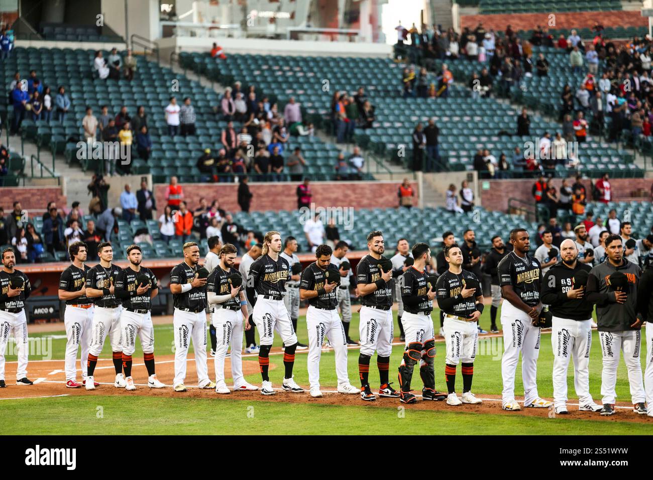 HERMOSILLO, MEXICO - JANUARY 1:Naranjeros de Hermosillo team at the ...