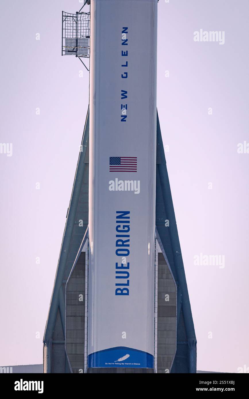 Cape Canaveral, USA. 12th Jan, 2025. Blue Origin New Glenn first launch ...